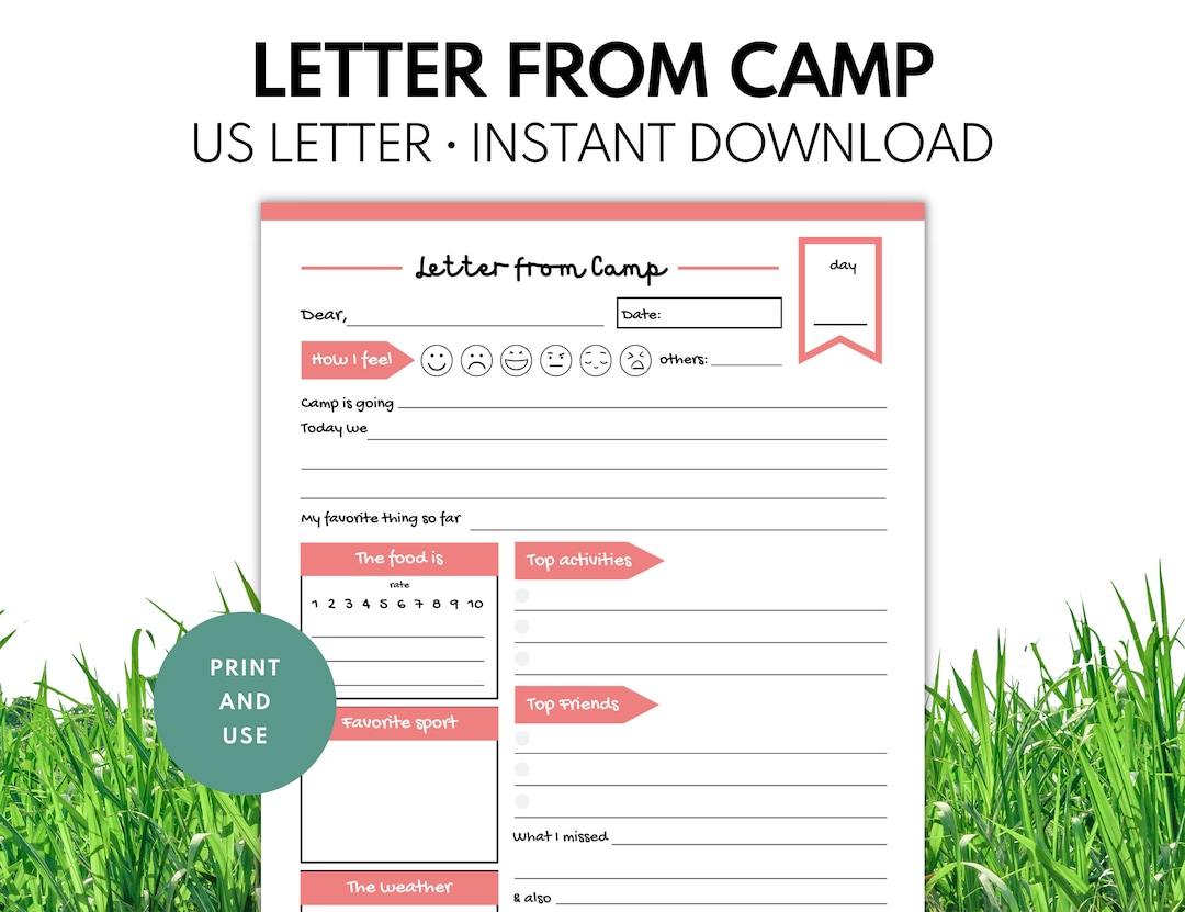 Letter From Camp, Summer Camp Activity, Pen Pal Letter, Snail Mail for ...