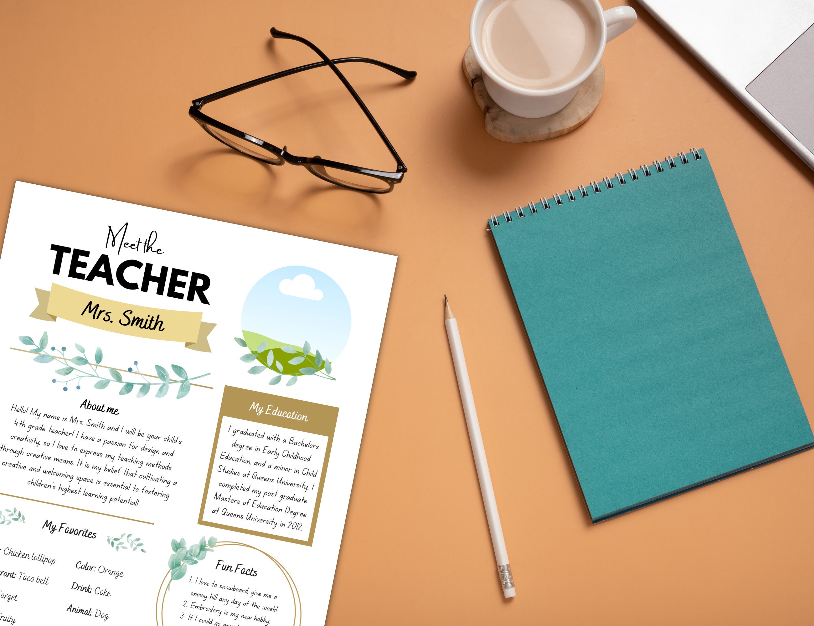 Plantilla editable para conocer al maestro plantilla de - Etsy España