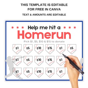 Editable Baseball Fundraiser Sheet, Fill My Plate, Baseball Fundraiser ...