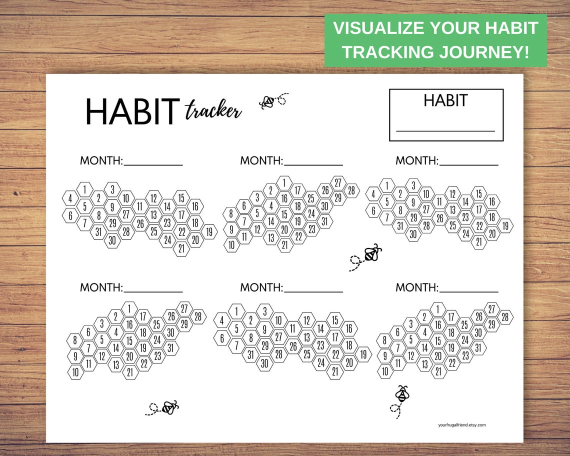 Habit Tracker Printable Honeycomb Printable Tracker Monthly - Etsy