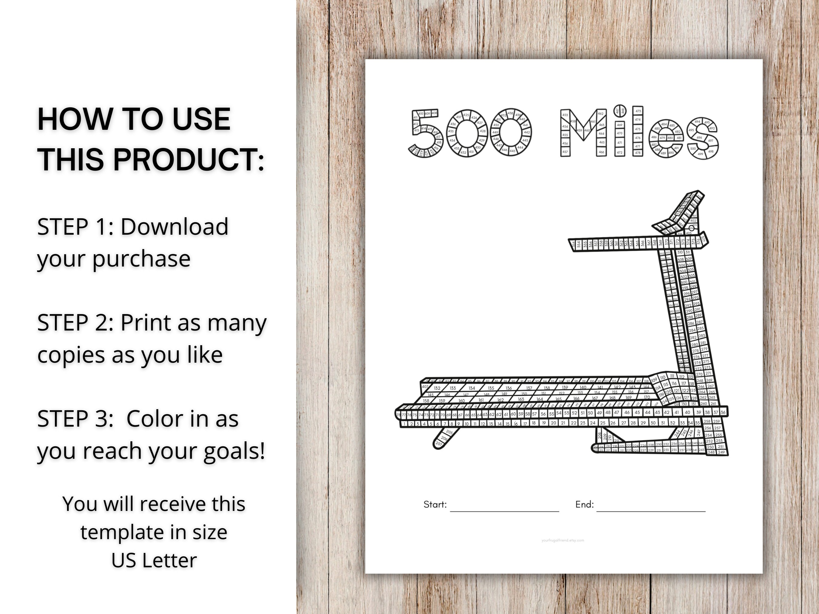 Treadmill Challenge Tracker 50/100/500 Miles Running - Etsy