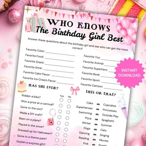 Who Knows the Birthday Girl Best Game, Slumber Party Games, Sleepover ...