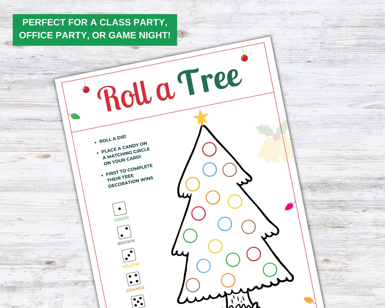 Roll a Christmas Tree Dice Game, Candy Dice Game - Printable PDF - Etsy
