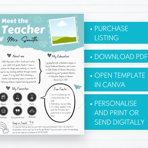 Editable Meet the Teacher Template, Teacher Letter, Canva Template, All ...