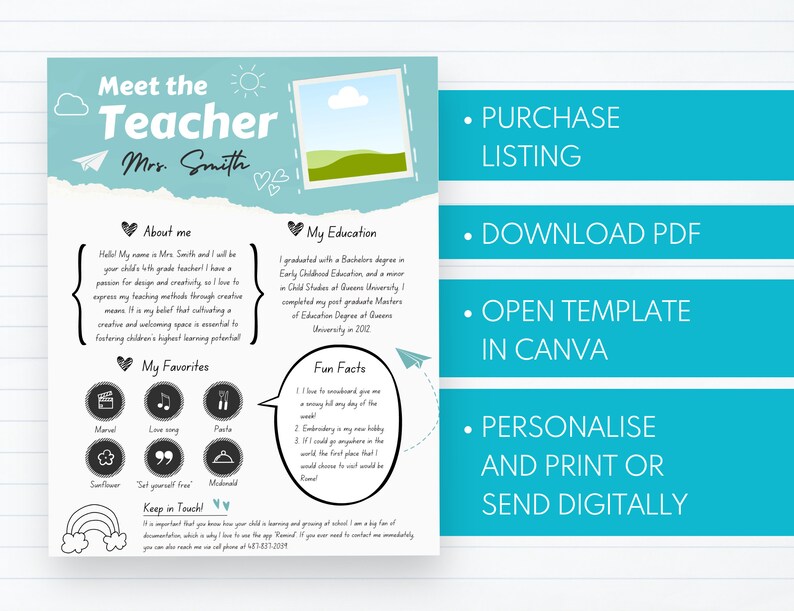Editable Meet the Teacher Template Teacher Letter Canva - Etsy