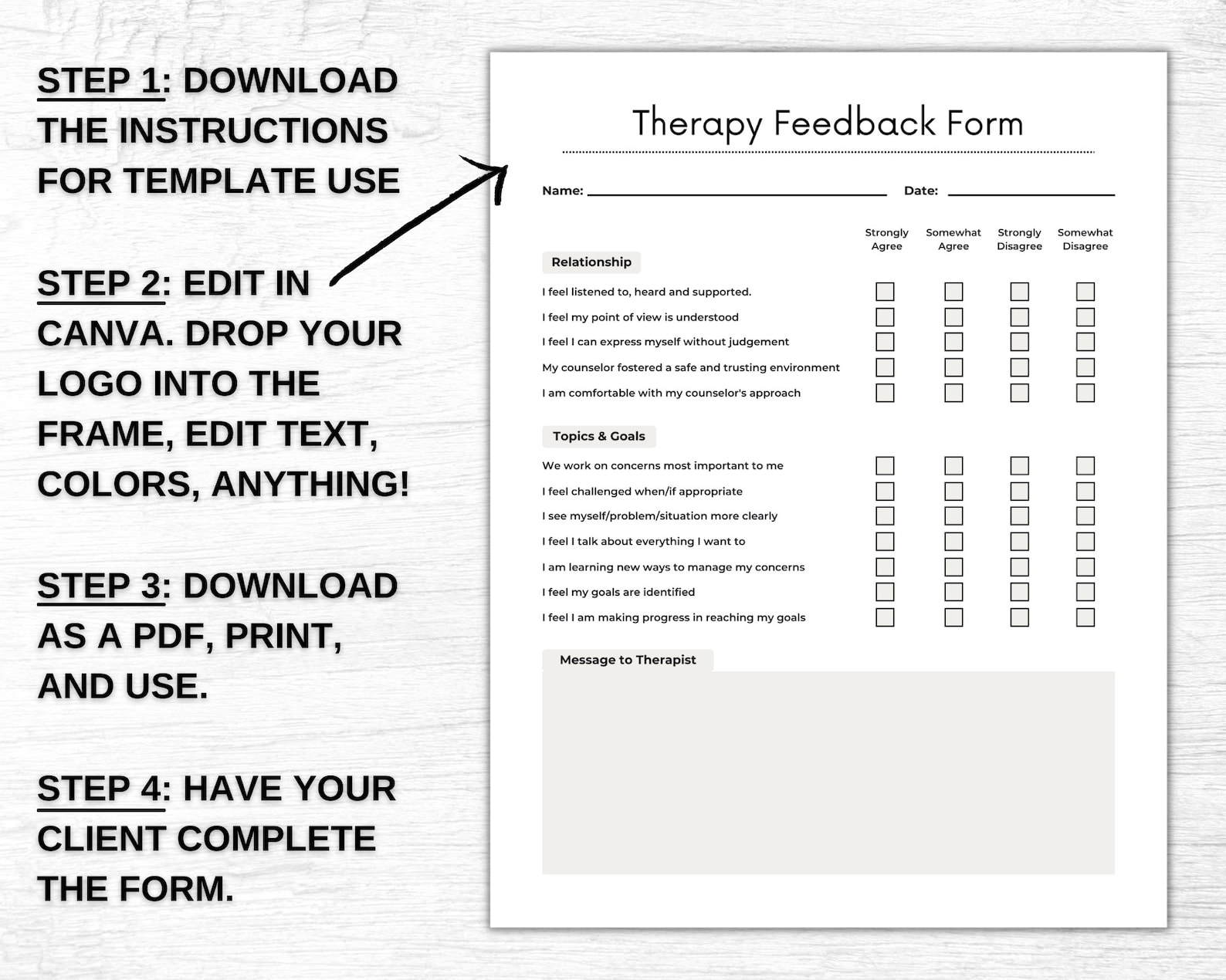 Therapy Feedback Form, Client Feedback, Editable Canva Template - Etsy