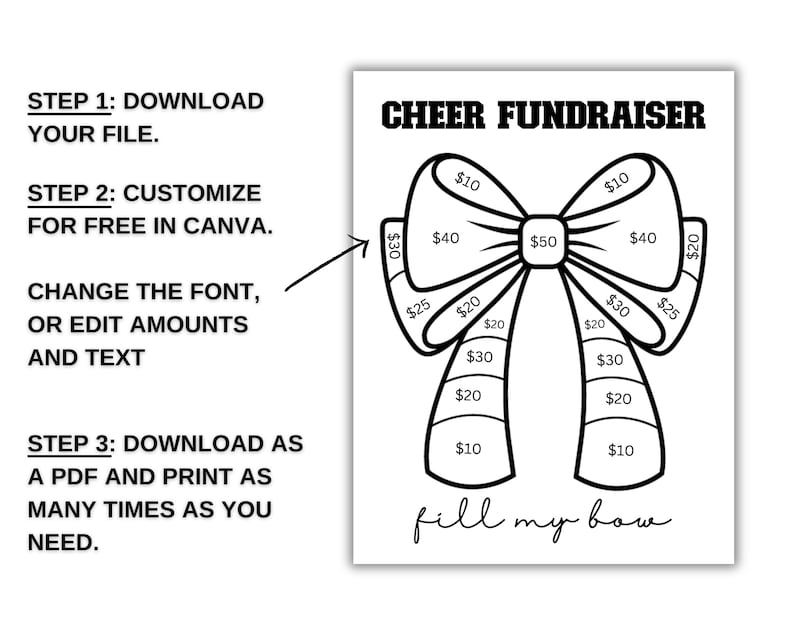 Fill My Bow, Cheerleading Fundraiser, Fundraiser Form, Cheer Team ...