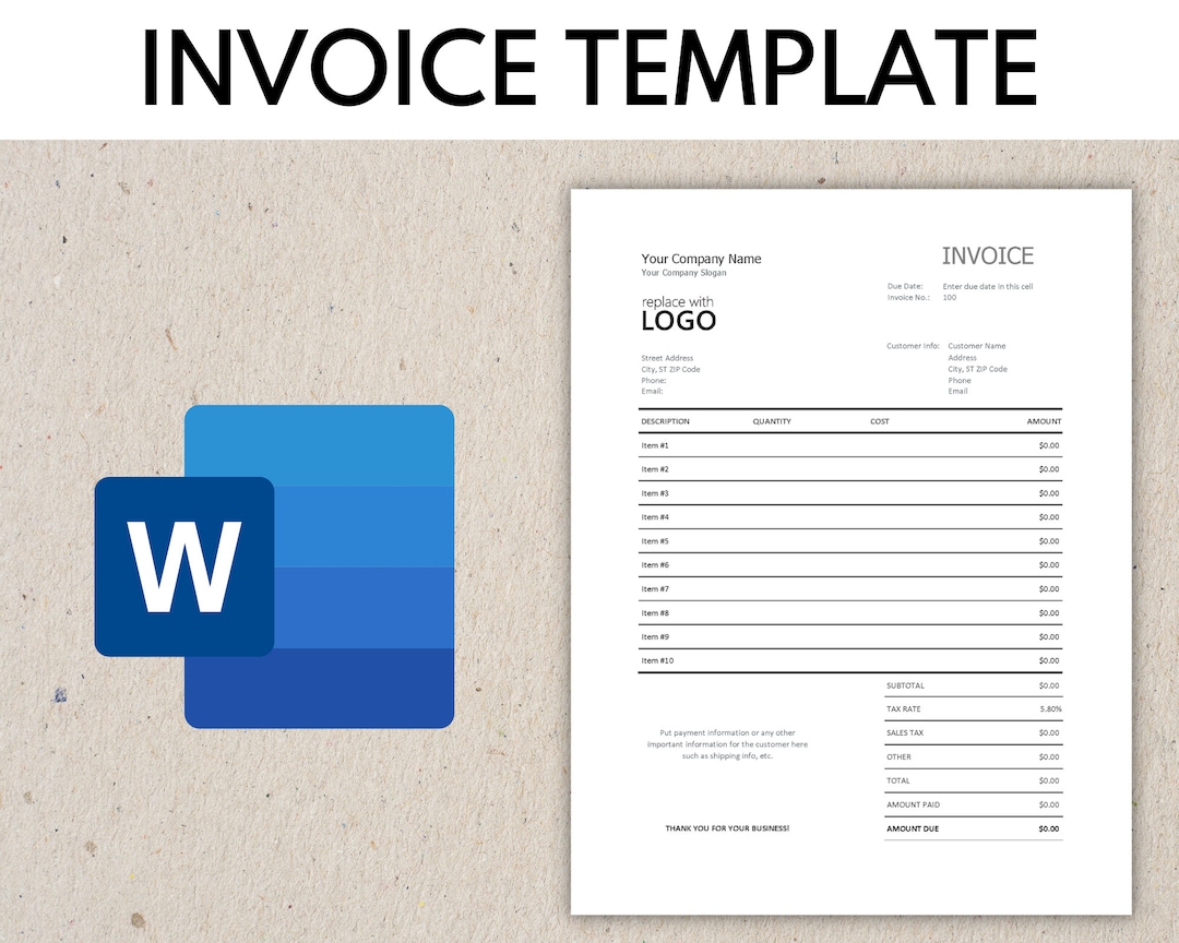 Invoice Template, Invoice With Logo, Invoice Template Word, Business ...