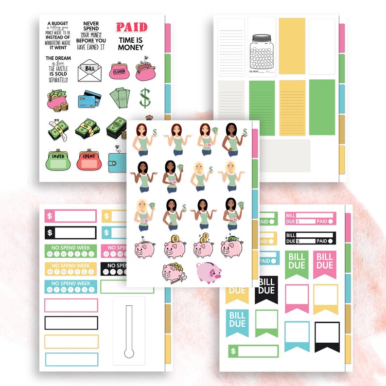 Digital Financial Stickers Digital Sticker Book Goodnotes | Etsy