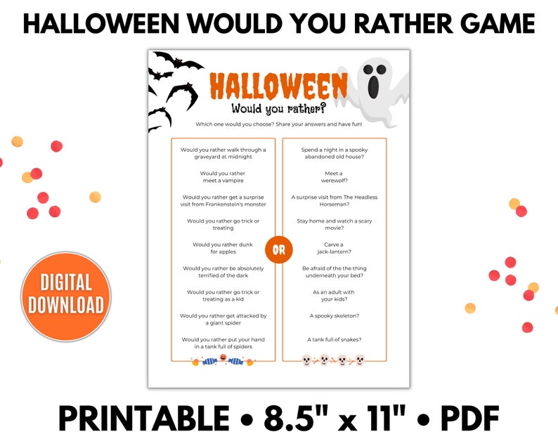 Halloween Would You Rather Halloween Party Game This or - Etsy