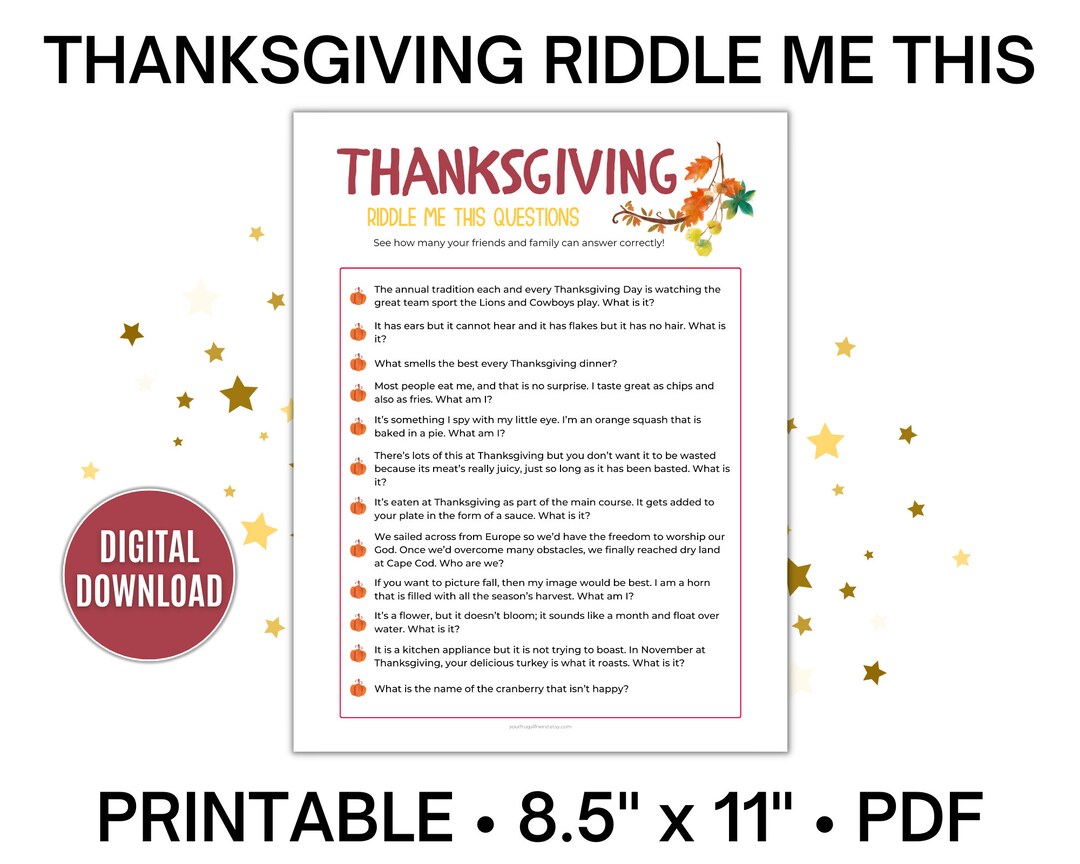 Thanksgiving Riddle Me This, Thanksgiving Trivia Game, Thanksgiving ...