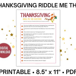 Thanksgiving Riddle Me This, Thanksgiving Trivia Game, Thanksgiving ...
