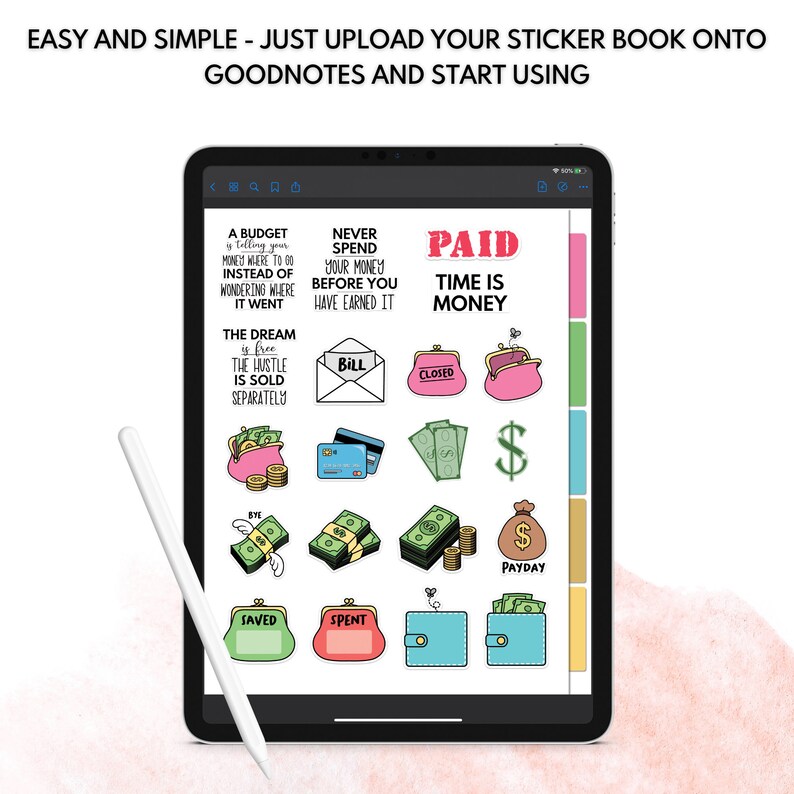 Digital Financial Stickers Digital Sticker Book Goodnotes | Etsy