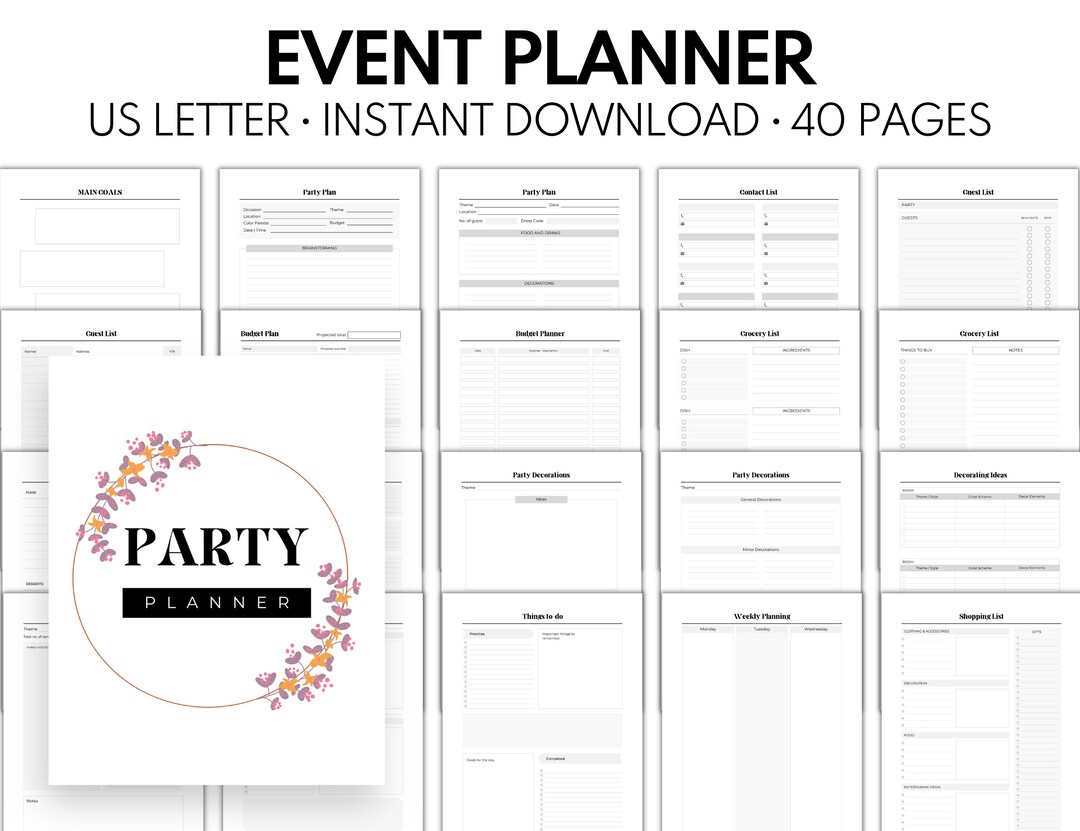 Event Planner, Event Planner Templates, Event Planning, Birthday ...