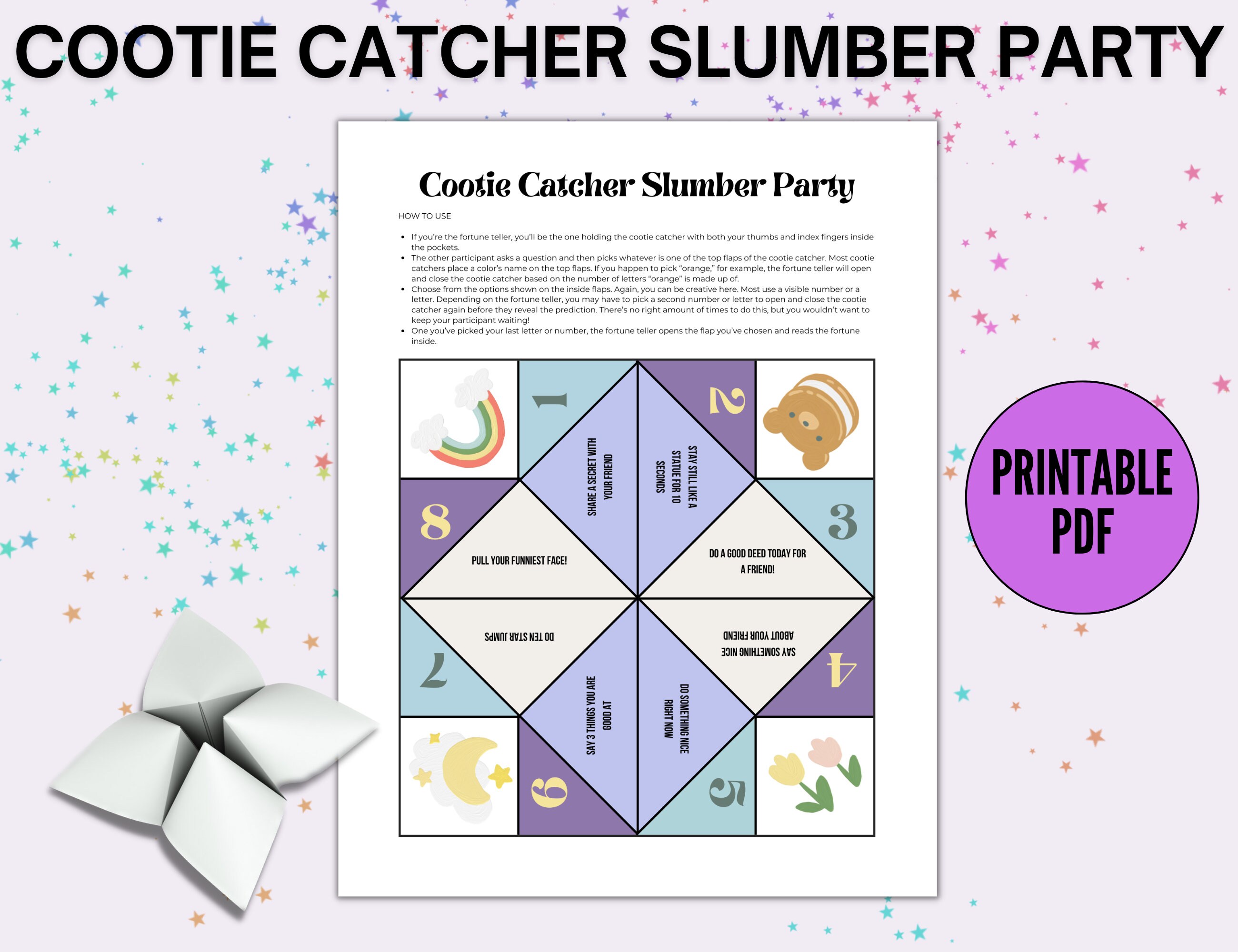 Slumber Party Games, Sleepover Games, Printable Fortune Teller, Cootie ...