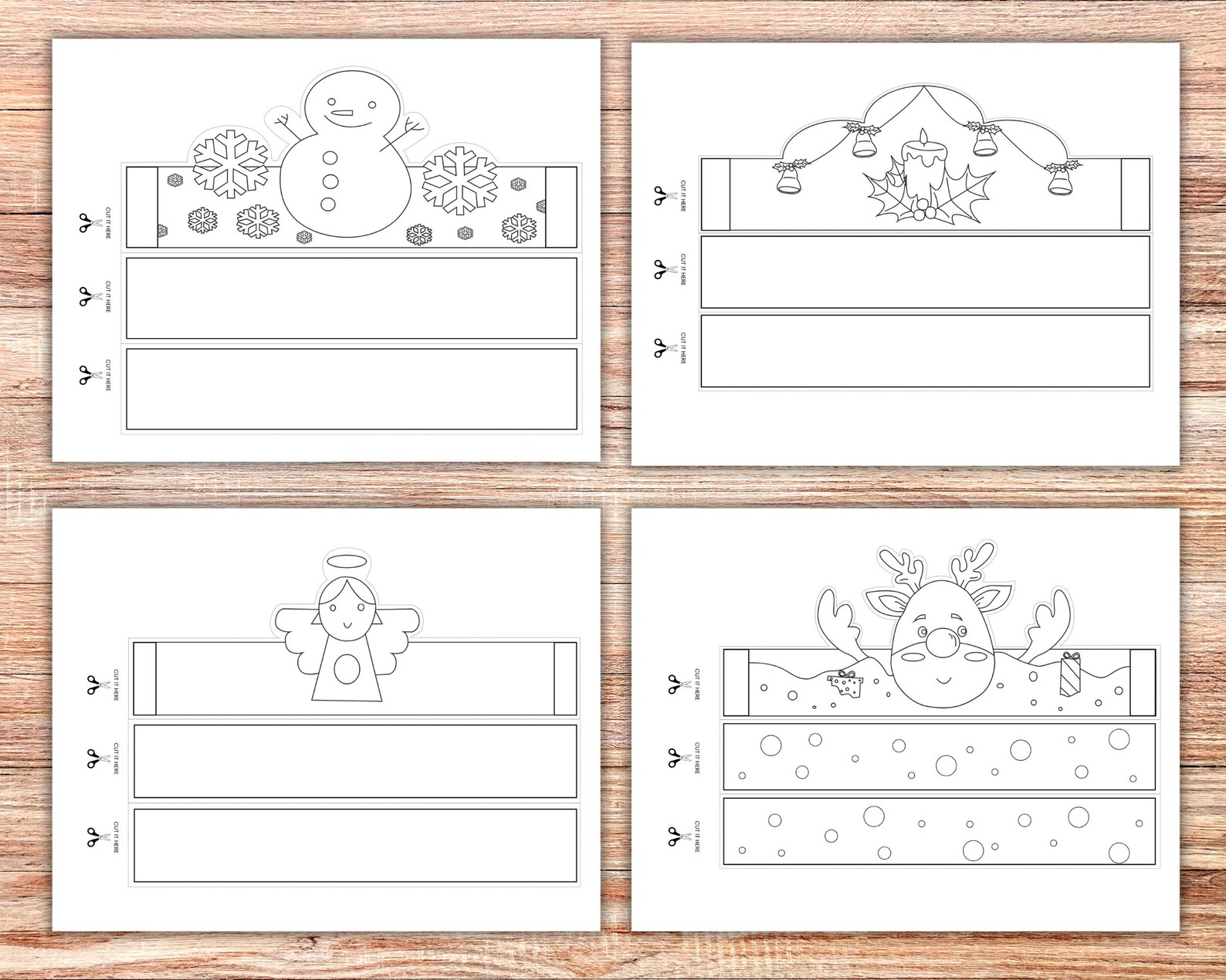 24 Christmas Printable Paper Crown Hat Template, DIY Kids Craft Project ...