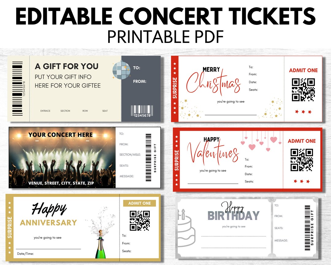 Editable Concert Ticket, Customizable Concert Ticket, Save the Date ...