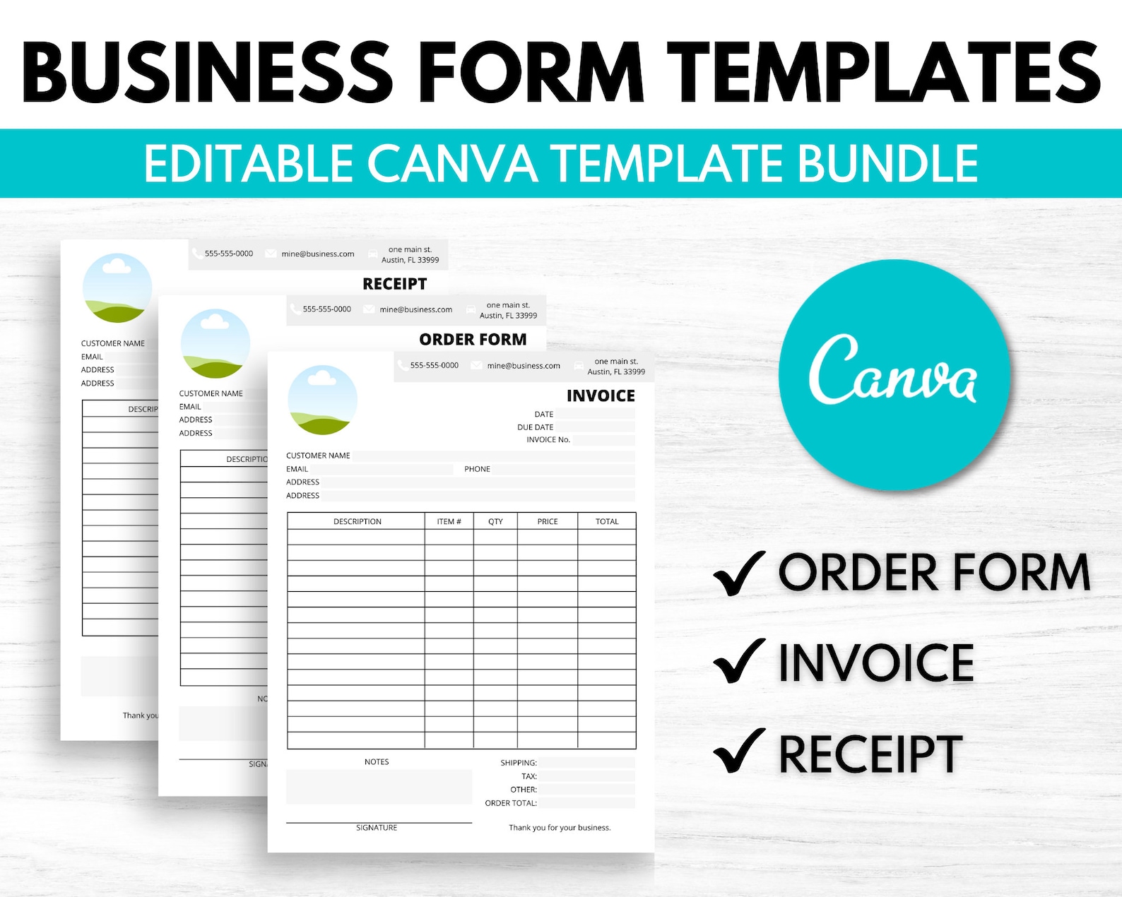 Order Form Template Invoice Template Editable Receipt - Etsy