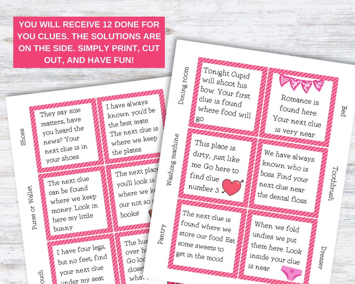 Valentine's Day Scavenger Hunt Adult Scavenger Hunt - Etsy