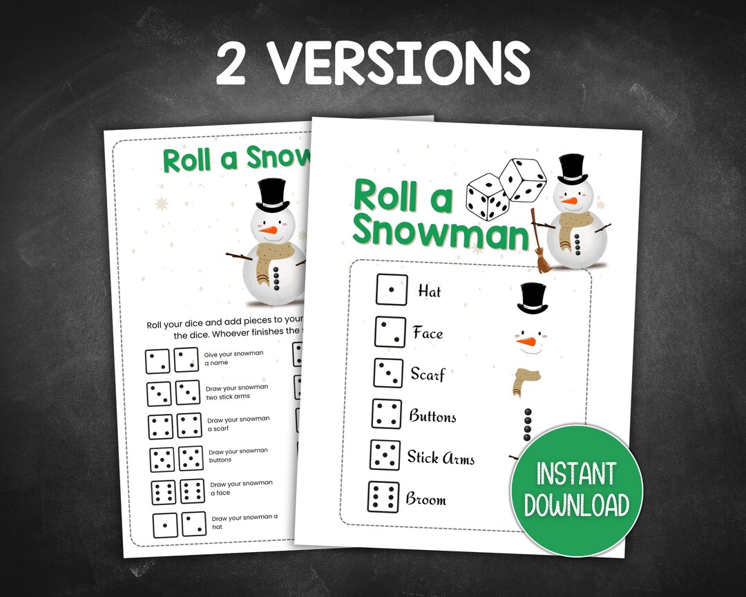 Roll a Snowman Game, Dice Drawing Game, Christmas Group Game, Christmas ...
