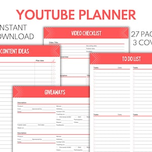 Youtube Content Strategy Planner, Youtube Planner, Social Media Planner ...