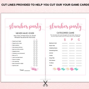 Slumber Party Games, Sleepover Party, Birthday Party Games, Printable ...