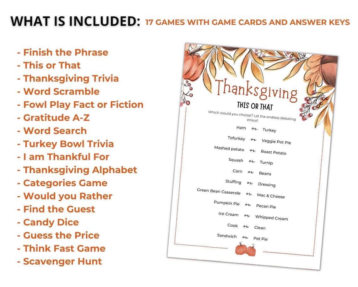 Thanksgiving Game Bundle Thanksgiving Trivia I'm - Etsy