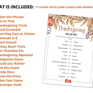 Thanksgiving Game Bundle, Thanksgiving Trivia, I'm Thankful For, Find ...