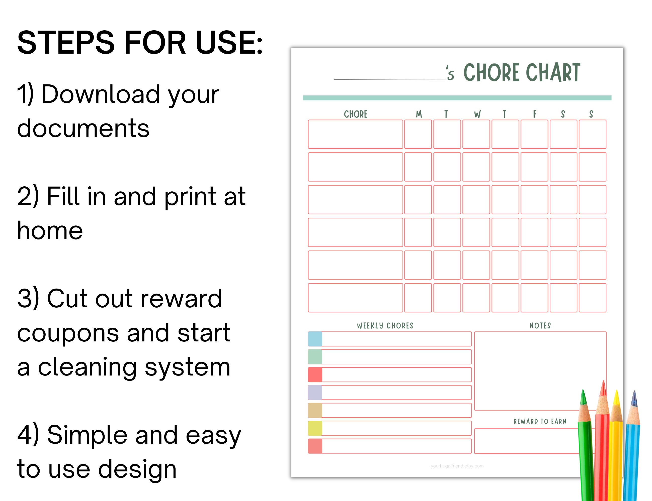 Editable Responsibility Chart, Chore Chart for Kids, Reward Coupons ...