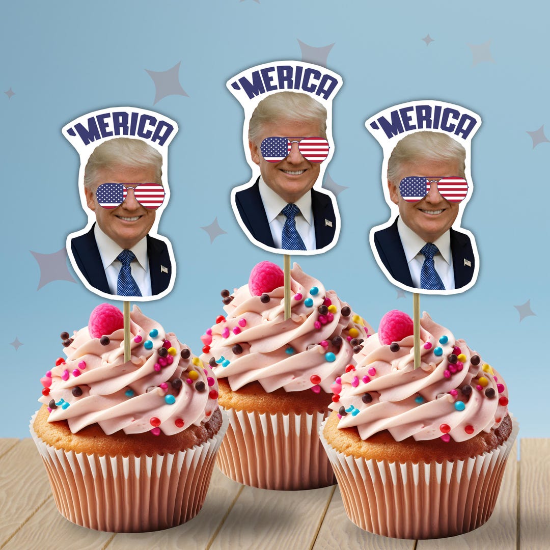 4th of July Cupcake Topper, Trump Decor, Fourth of July Cupcake Topper ...