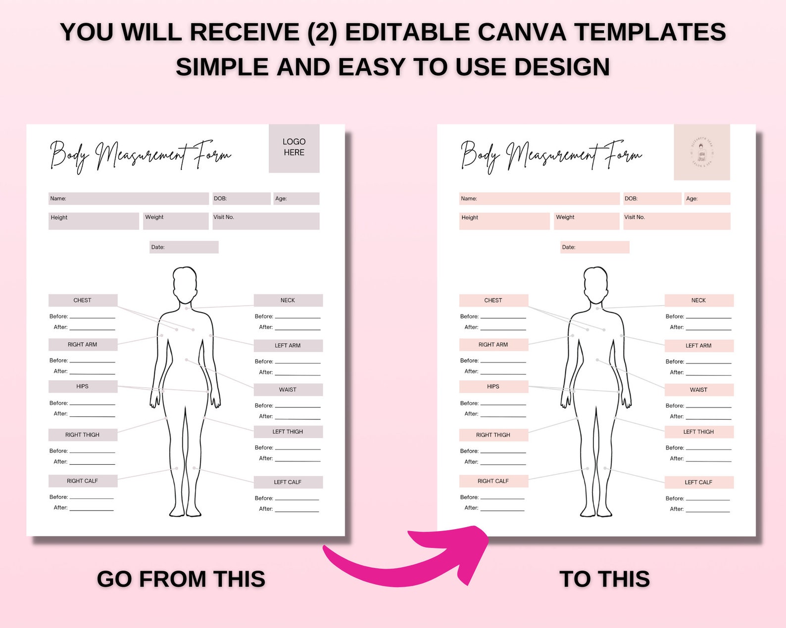 Editable Body Measurement Tracker Body Contouring Fat - Etsy