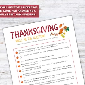 Thanksgiving Riddle Me This, Thanksgiving Trivia Game, Thanksgiving ...