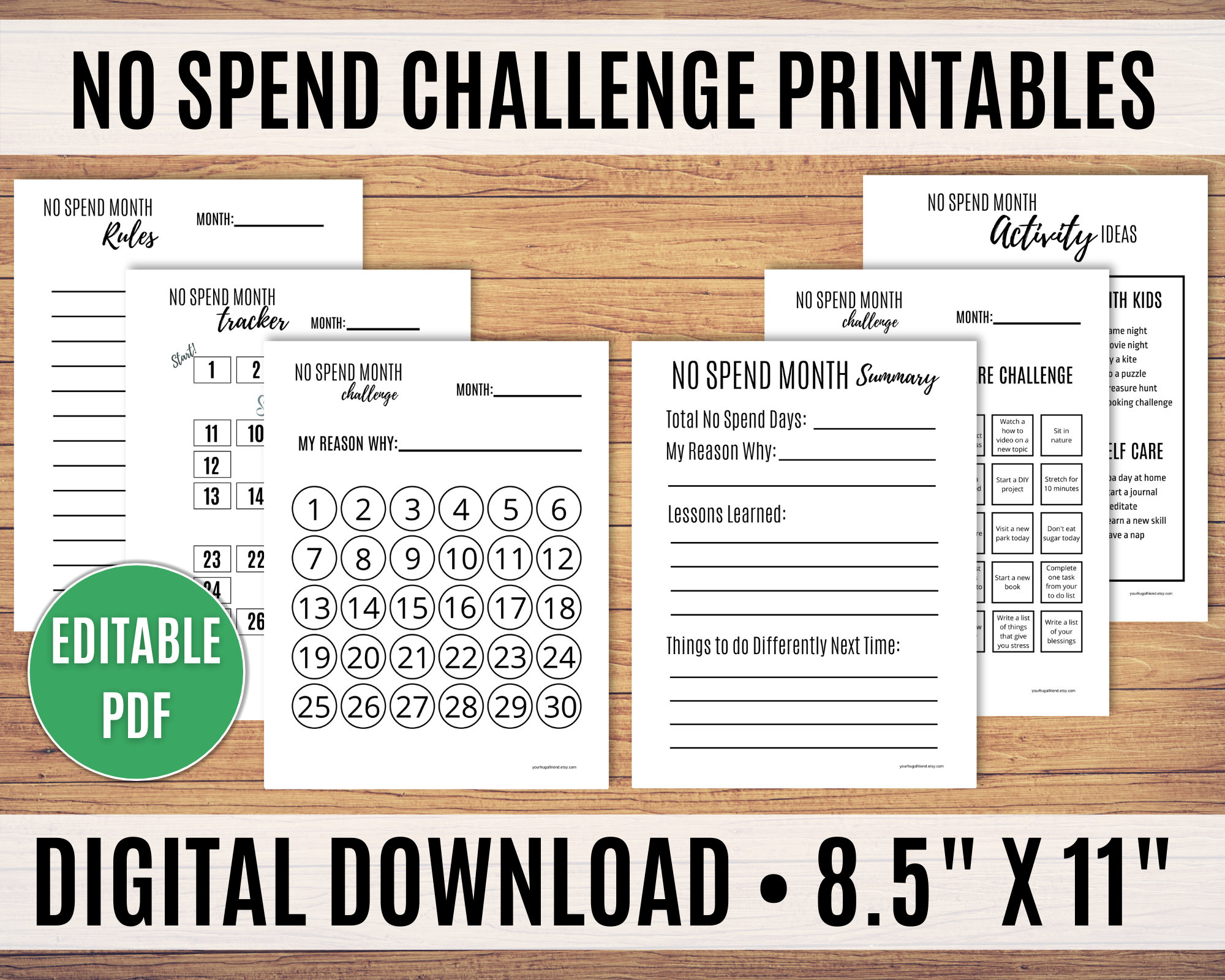 No Spend Challenge Printable Bundle No Spend Month Challenge | Etsy