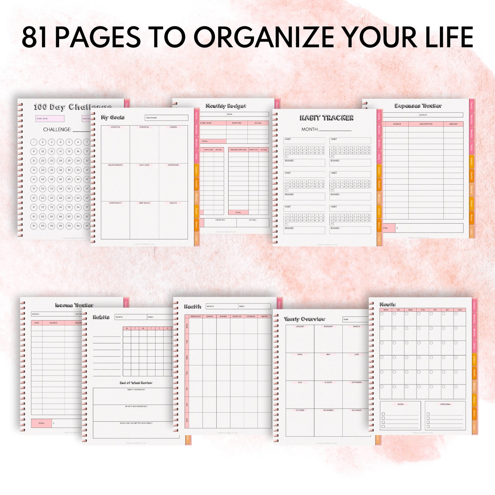 Digital Planner Undated Tie Dye Planner Goodnotes Portrait | Etsy