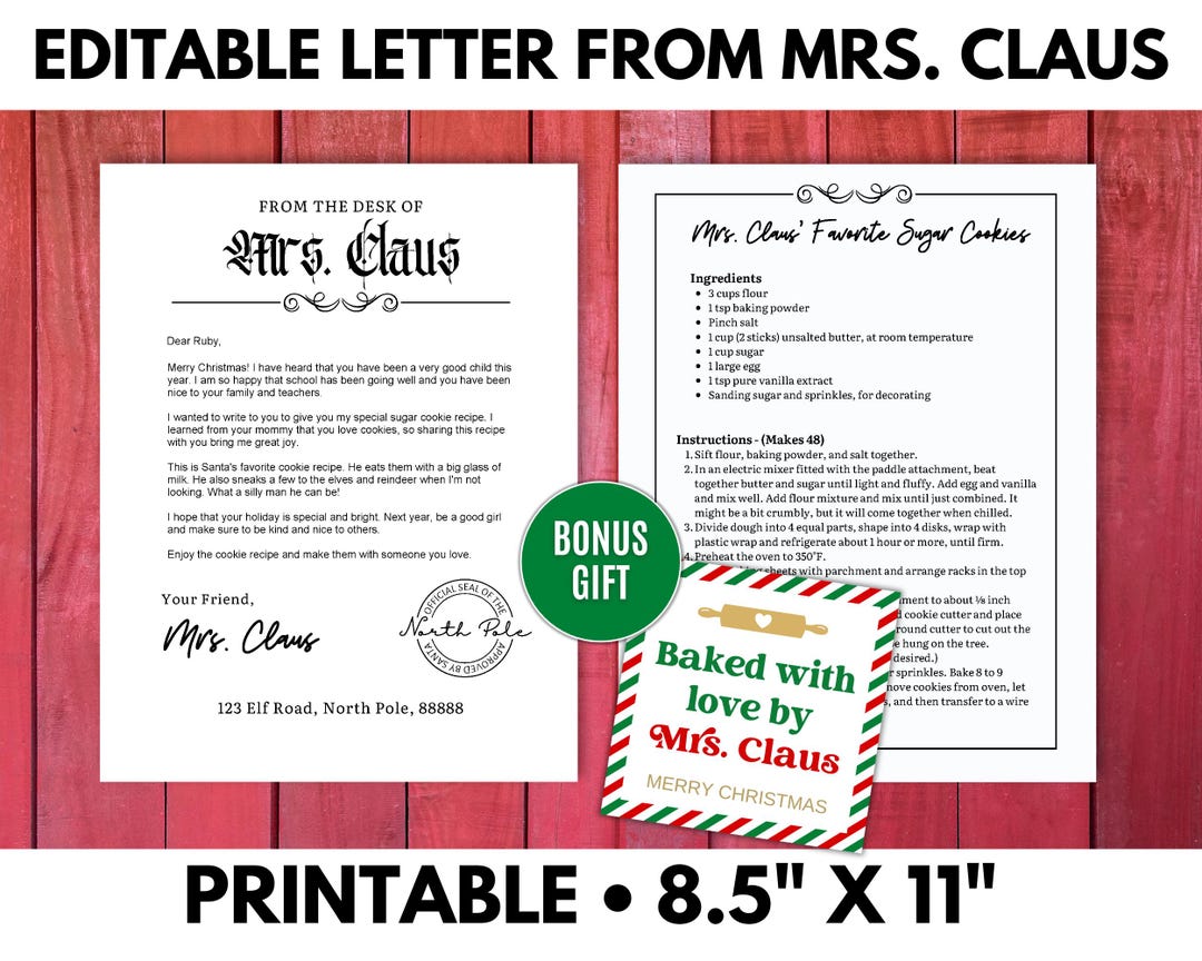 Letter From Mrs. Claus, Editable Letter From Mrs Claus, Mrs Claus ...