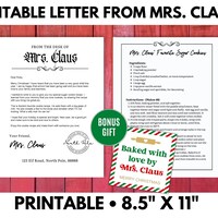 Vintage Letter From Mrs Claus, A4 Size, Sugar Cookie Recipe, Hot Choco ...