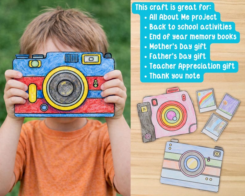 Printable Paper Camera Craft for Kids, All About Me Craft, End-of-year ...