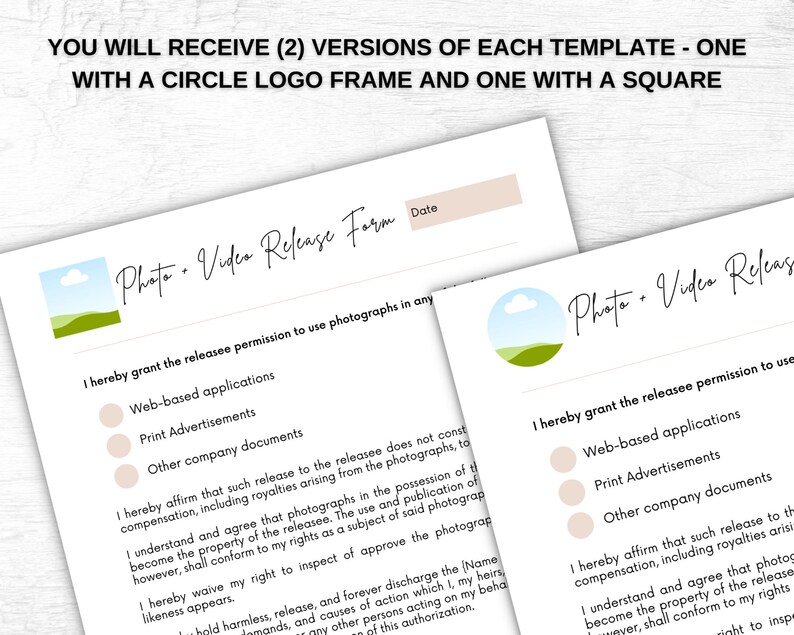Editable Photo and Video Release Client Consent to Photo and - Etsy