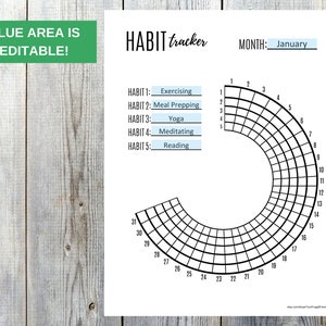 Semi Circle Habit Tracker Printable, Circular Habits Tracker, Round ...
