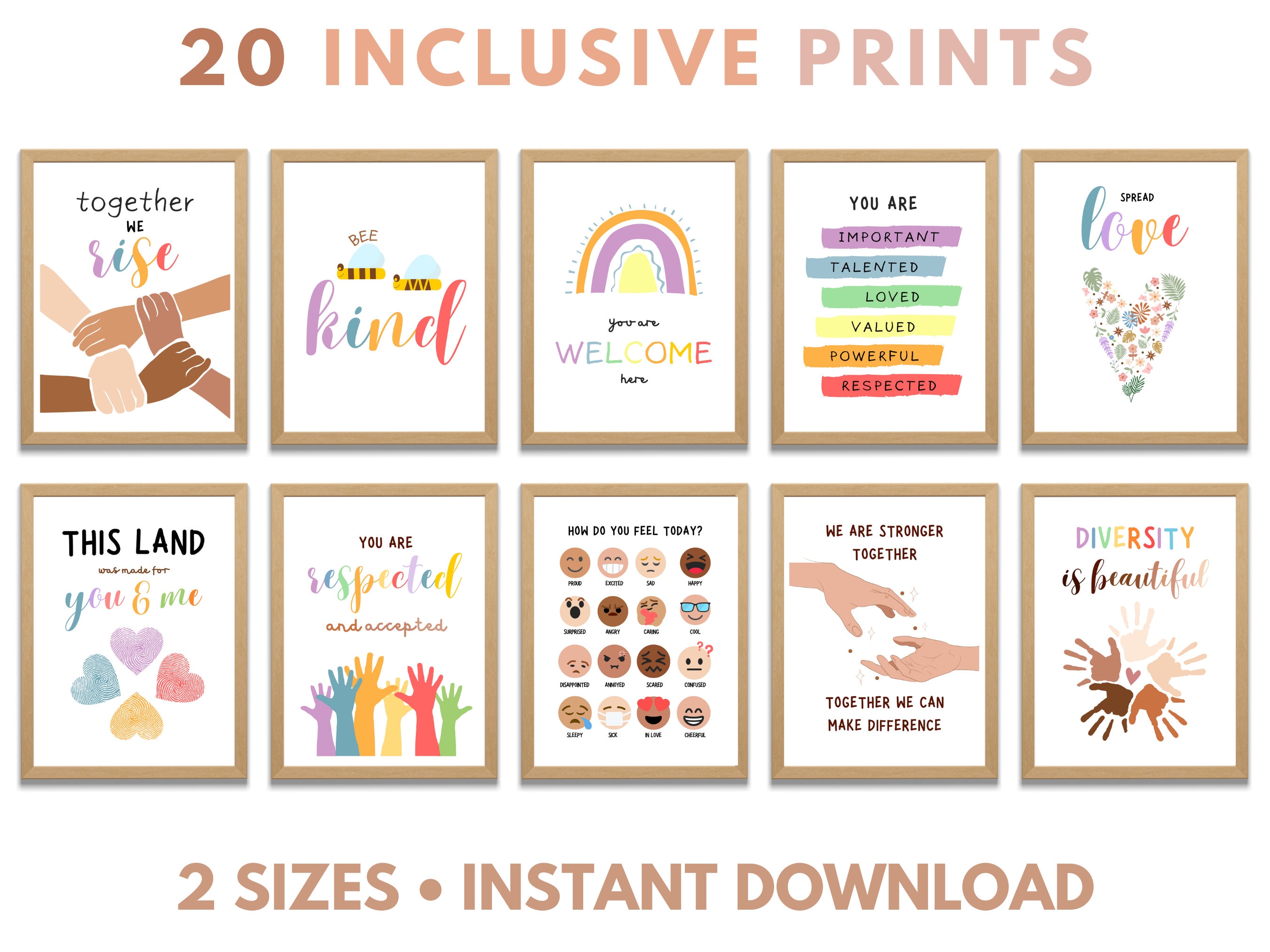 20 Inclusion Posters, Mental Health Therapy Office Decor, Social Work ...