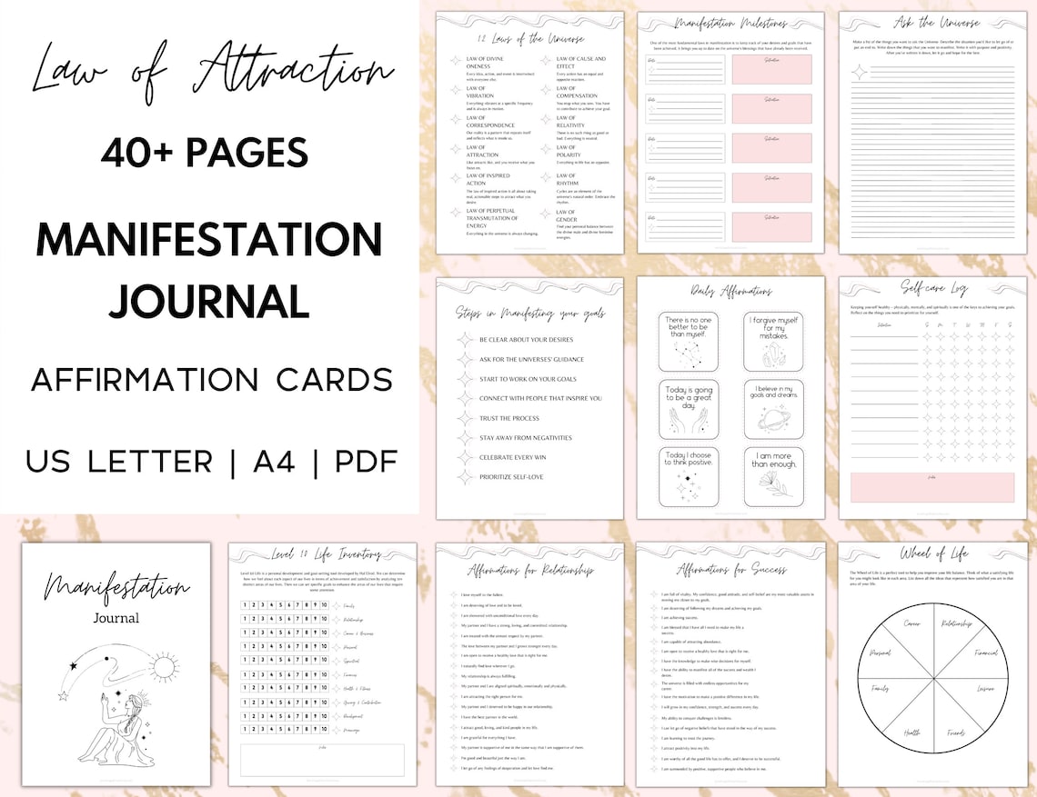 Manifestation Journal Vision Board Template Law of - Etsy