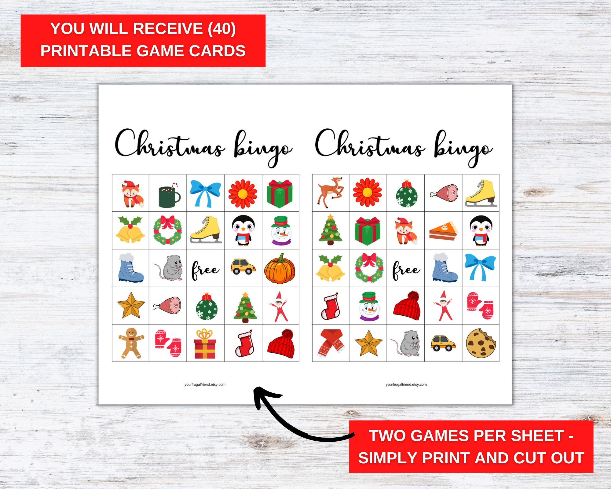 Christmas Printable Bingo Cards Includes Calling Card and - Etsy