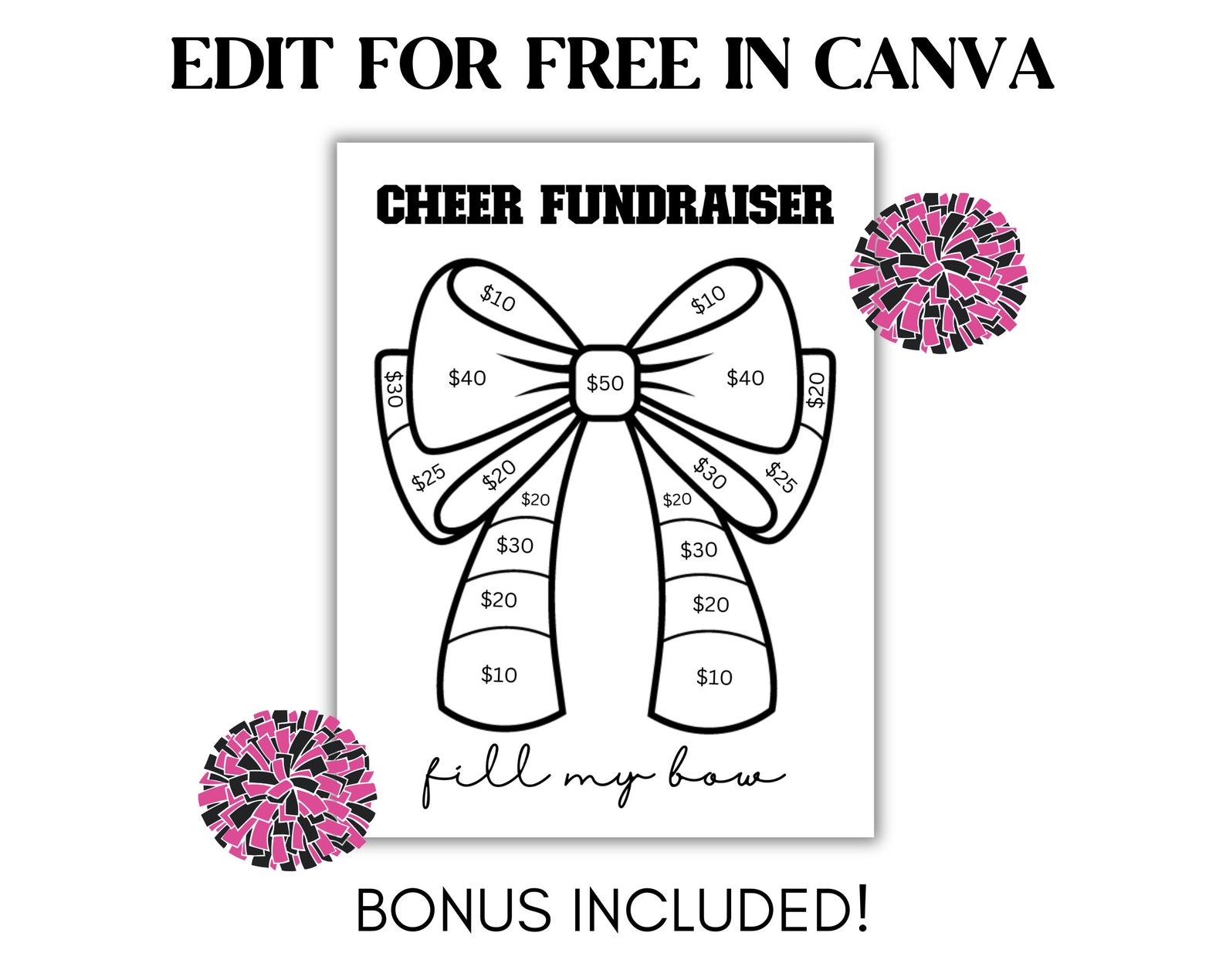 Fill My Bow, Cheerleading Fundraiser, Fundraiser Form, Cheer Team ...