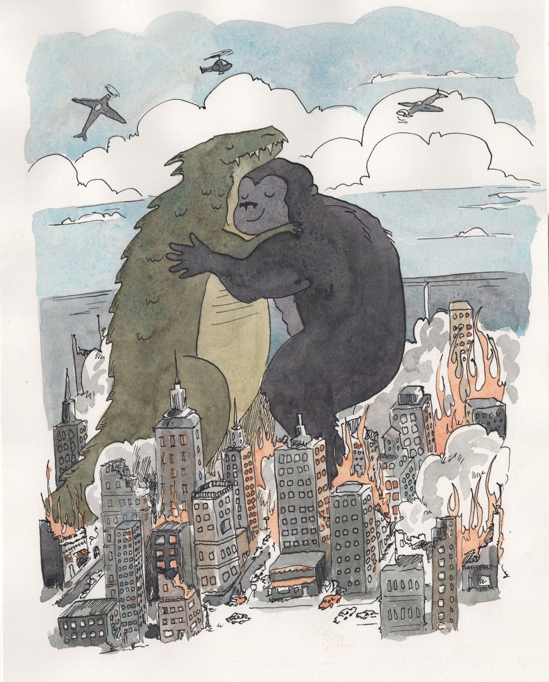 Godzilla Vs. Kong Original Drawing - Etsy