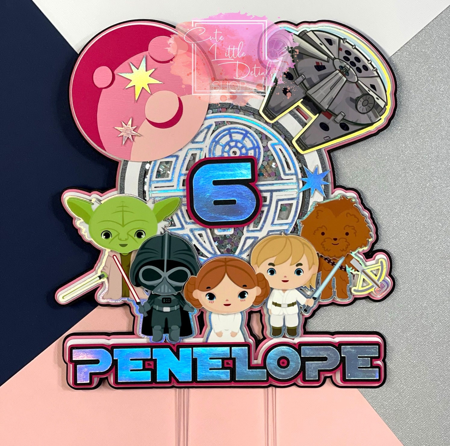 SW Shaker Cake Topper With Lights SW Birthday Topper | Etsy