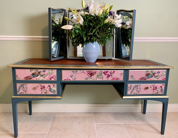 SOLD but Similar Items Available for Commission. Upcycled Decoupaged Vintage Stag Dressing Table Etsy