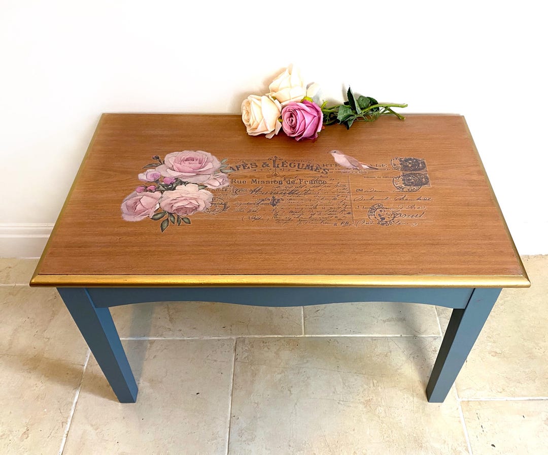 Upcycled Hand Painted Stag Coffee Table With Floral Transfer Design - Etsy