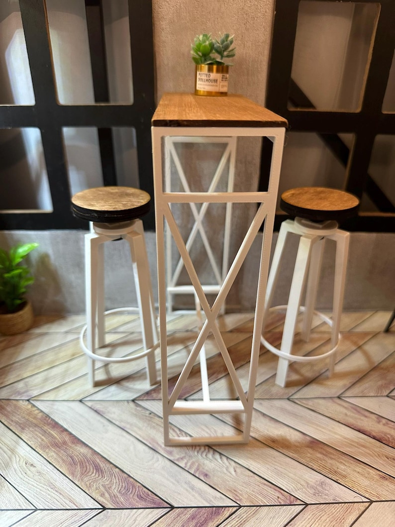 1:6 Scale Modern Bar/cafe Stools And/or Table - Black or White Base ...