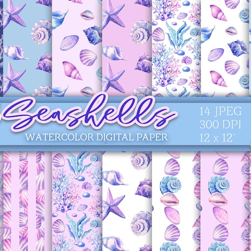 Sea Digital Paper Pack Watercolor Nautical Seamless | Etsy
