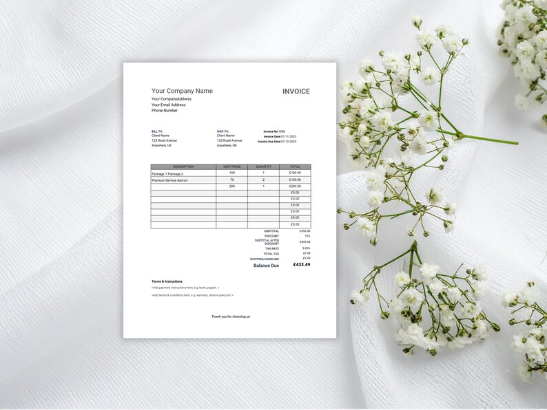 Editable Business Invoice Template | Google Sheets, Excel, PDF (digital ...